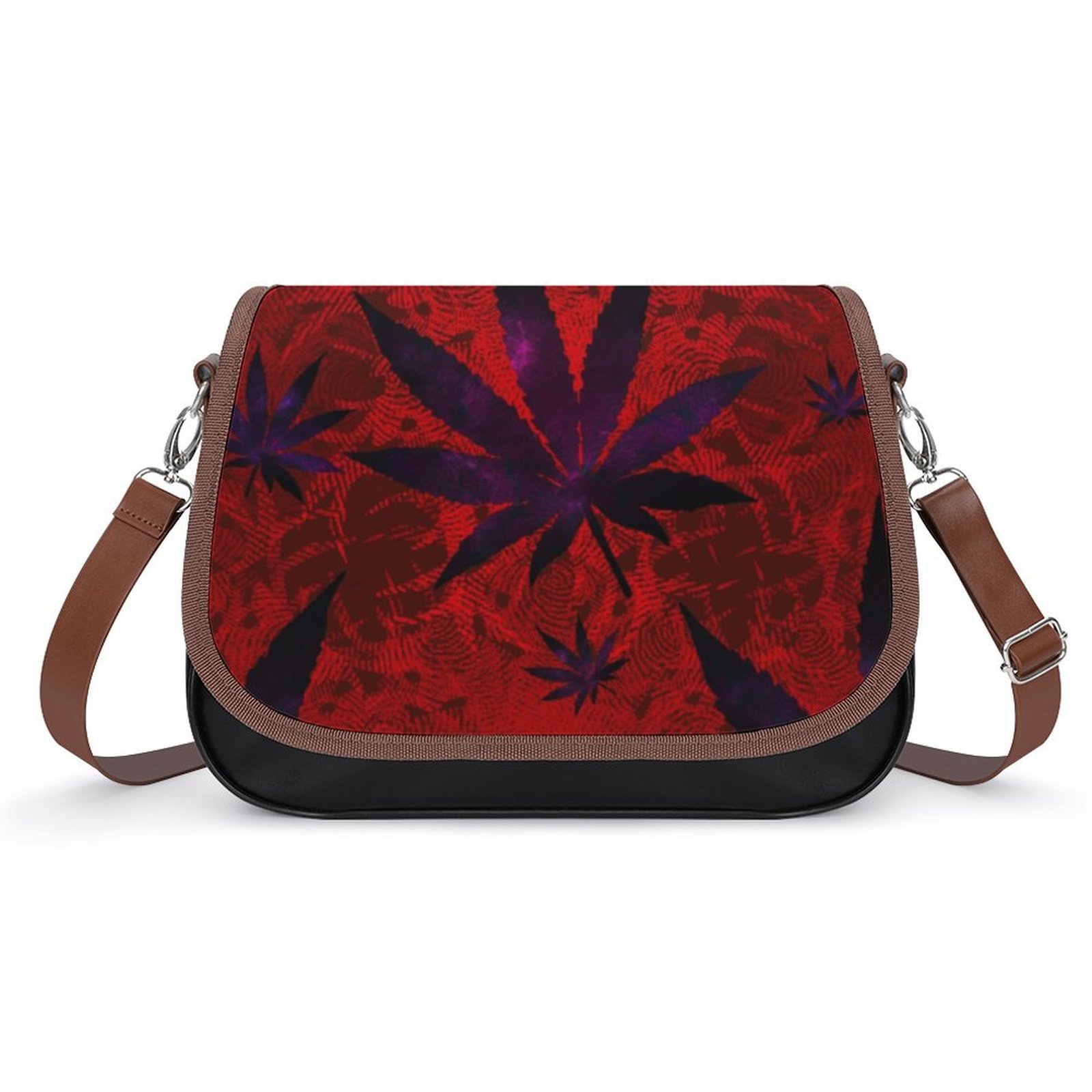 Red Psychedelic Marijuana Leaf Pu Leather Shoulder Bag Essential For ...