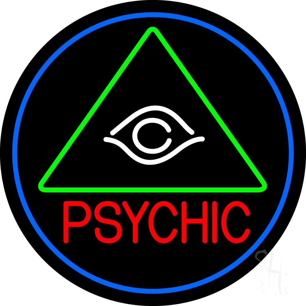 Red Psychic With Logo Blue Border LED Neon Sign 26" Tall x 26" Wide ...