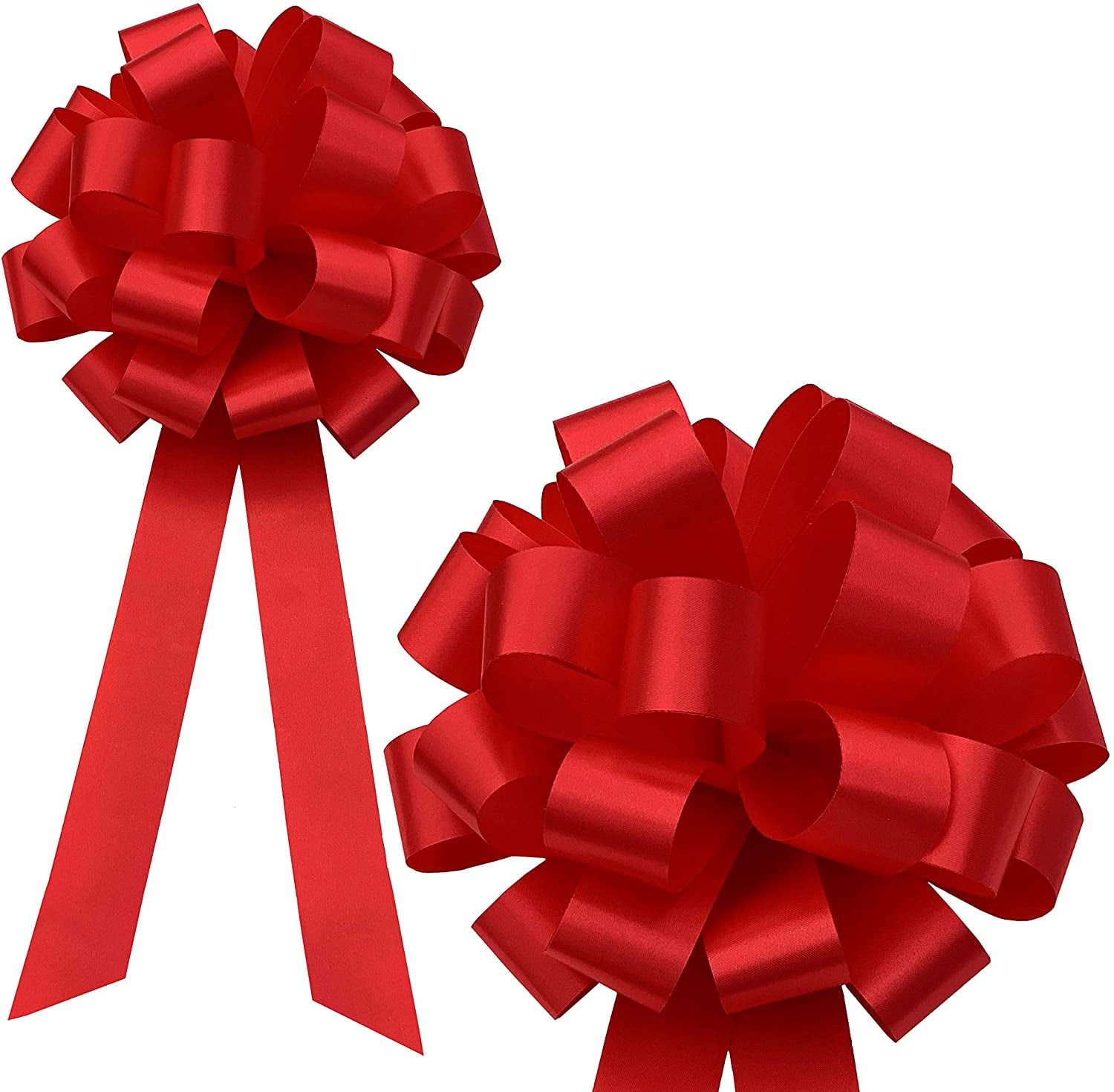 Red Pull Bows with Tails - 8" Wide, Set of 6, Memorial Day, 4th of July ...