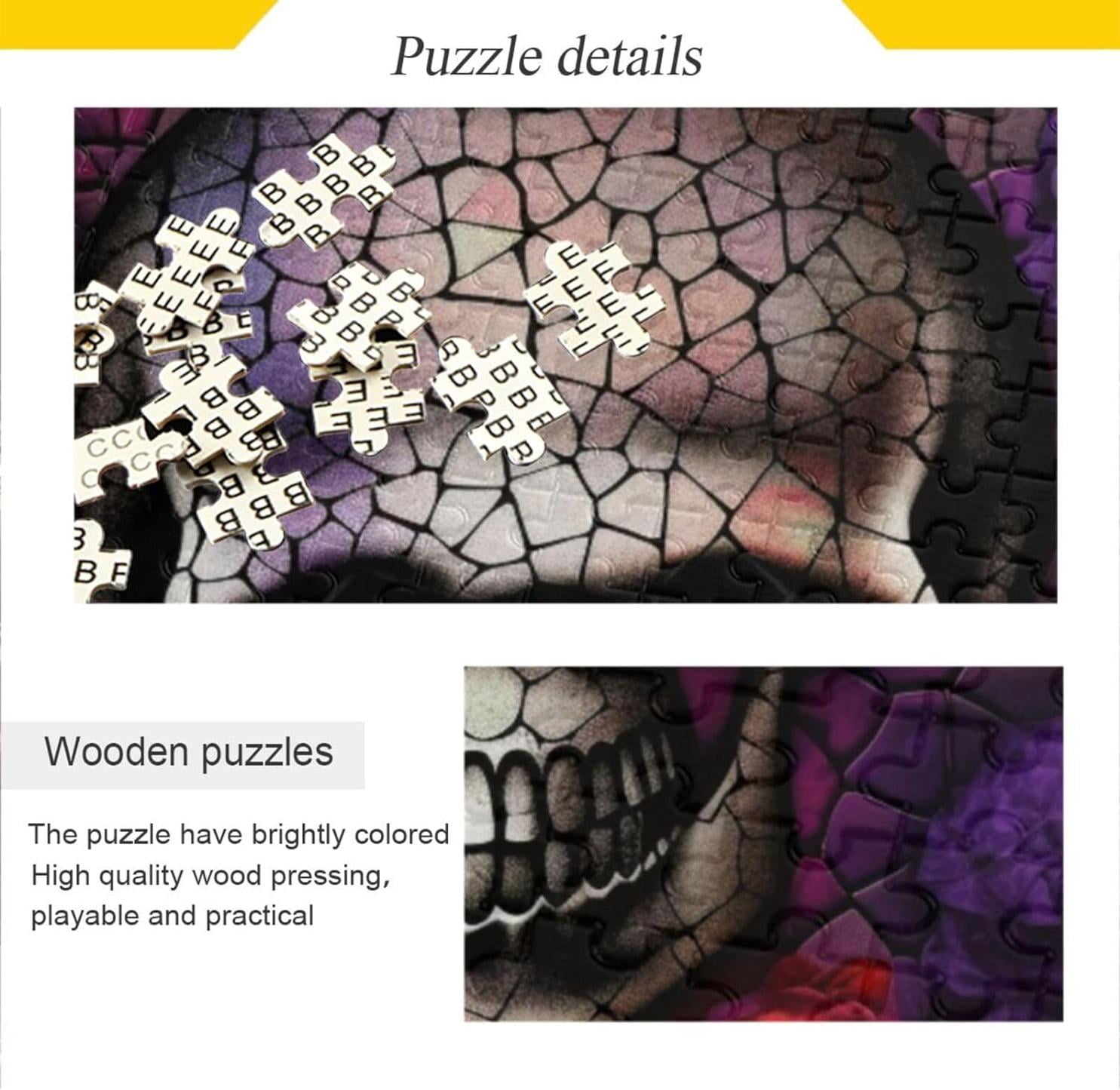 Red Purple Skull Rose Jigsaw Puzzle, 500 Pieces Paper Wood Composite ...