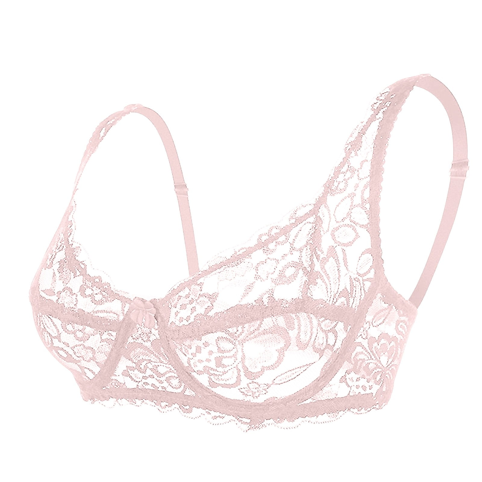 Red Push Up Bras for Womens Underwire Bra Lace Floral Bra Unlined ...
