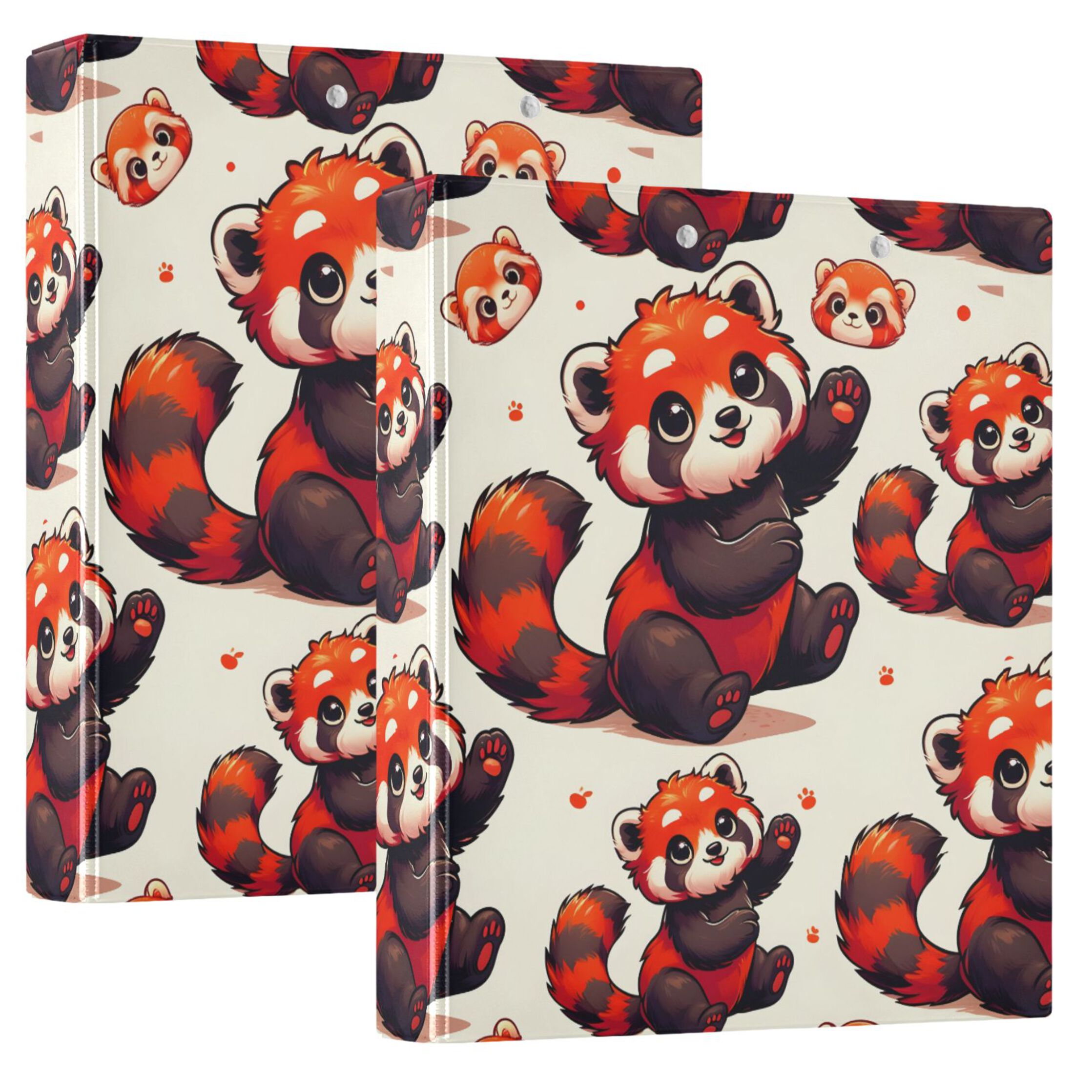Red Raccoon and Face 3 Ring Hardcover Binders 1.5" Round Rings for ...