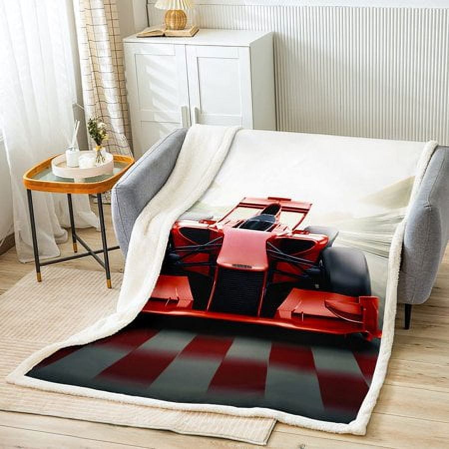 Red Race Car Bed Blanket Cool Sport Car Throw Blanket Lightweight Soft ...