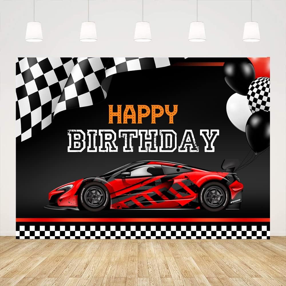 Red Race Car Happy Birthday Backdrop Car Themed Birthday Party ...