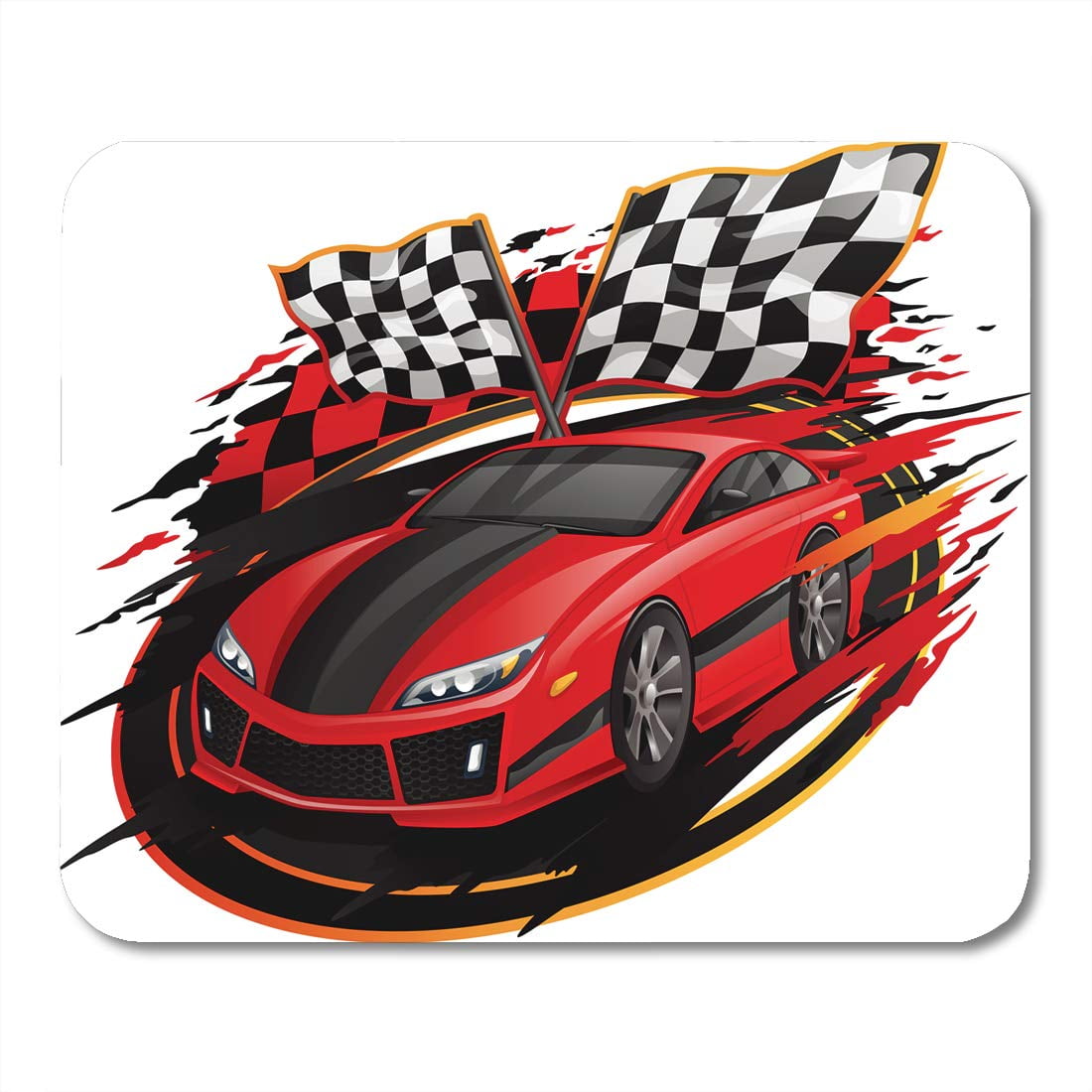Red Race Speeding Racing Car Checkered Flag Racetrack Orange Fast ...