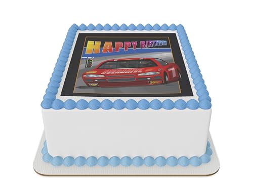 Red Race car Edible Icing Sheet cake topper for 1/4 Sheet cake or ...