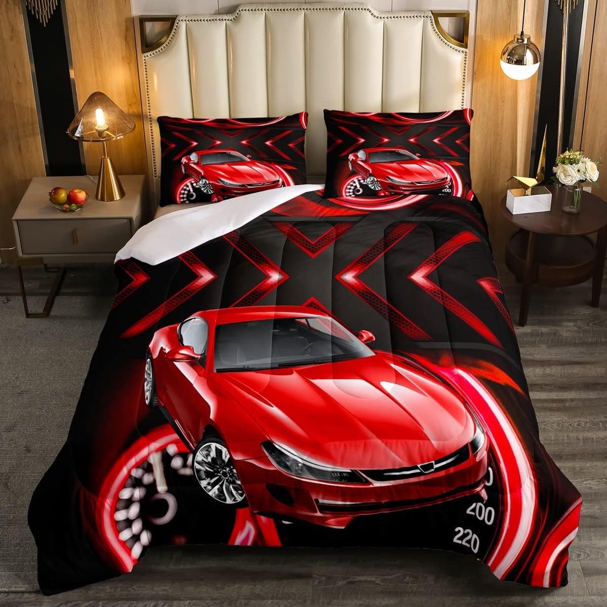 Red Racing Car Comforter Set,Sports Car Theme Duvet Sets Teens Bedroom ...