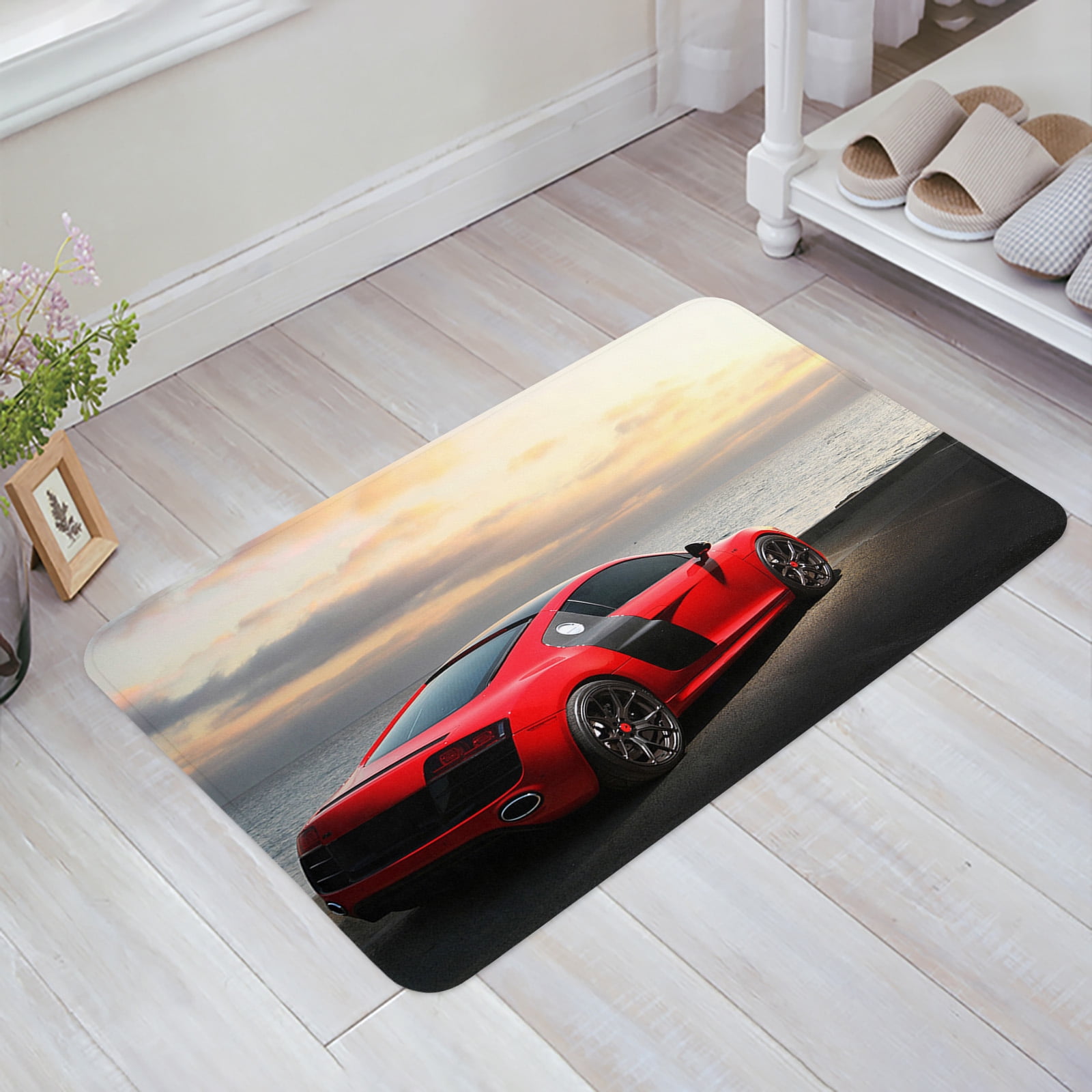 Red Racing Car Sea View Bathroom Mat Corridor Carpet Kitchen Mat ...