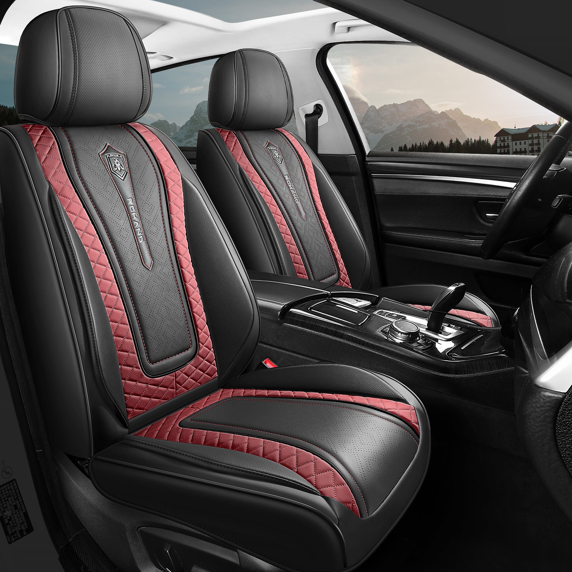 Red Rain Black and Wine Red Seat Covers for Cars 13PCS for Car Truck ...