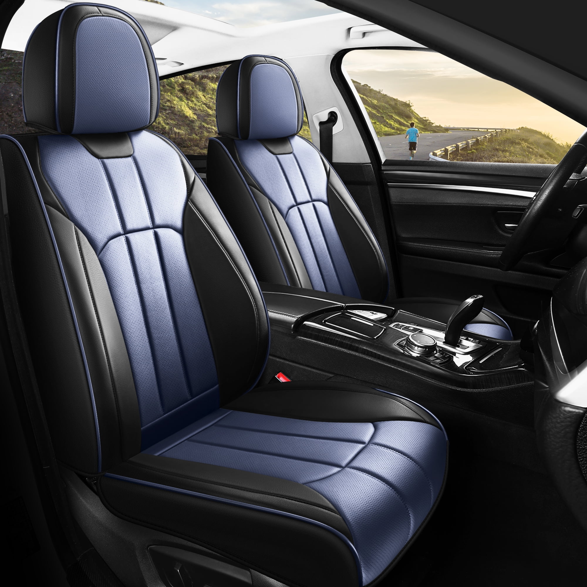 Red Rain Blue and Black Car Seat Covers Leather Seat Covers for Cars (Q ...