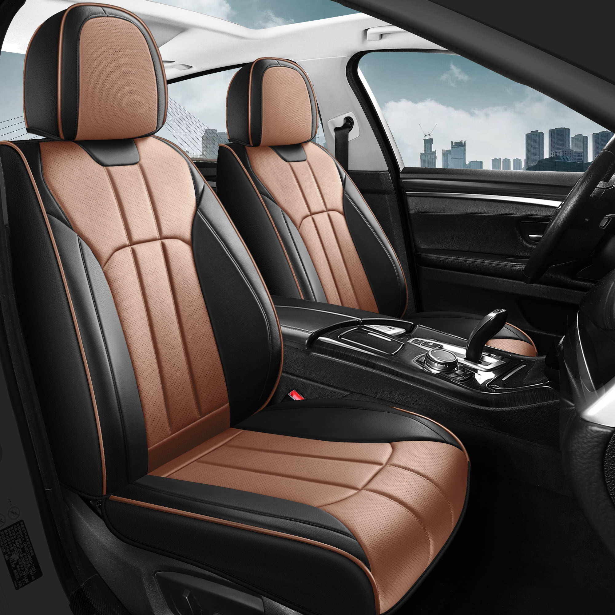 Red Rain Brown Car Seat Cover Leather Seat Covers for Cars (Q-Brown ...