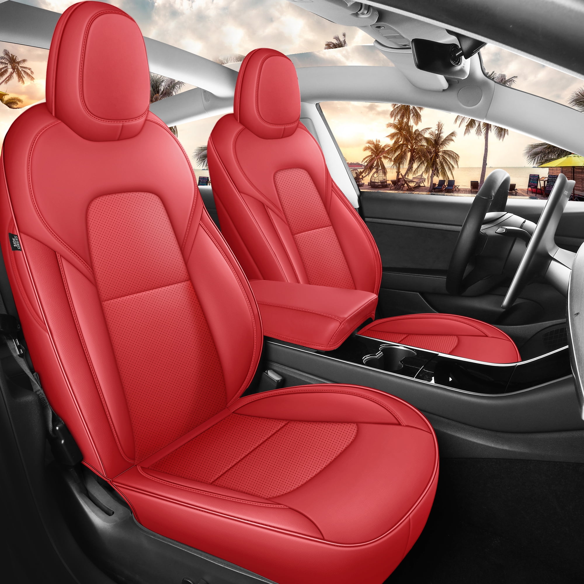 Red Rain Tesla Model 3 Seat Covers Red Car Seat Cover for Tesla Model 3 ...