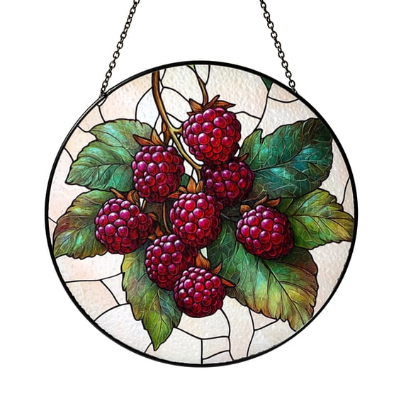 Red Raspberry Stained Glass Style Window Suncatcher - Walmart.com