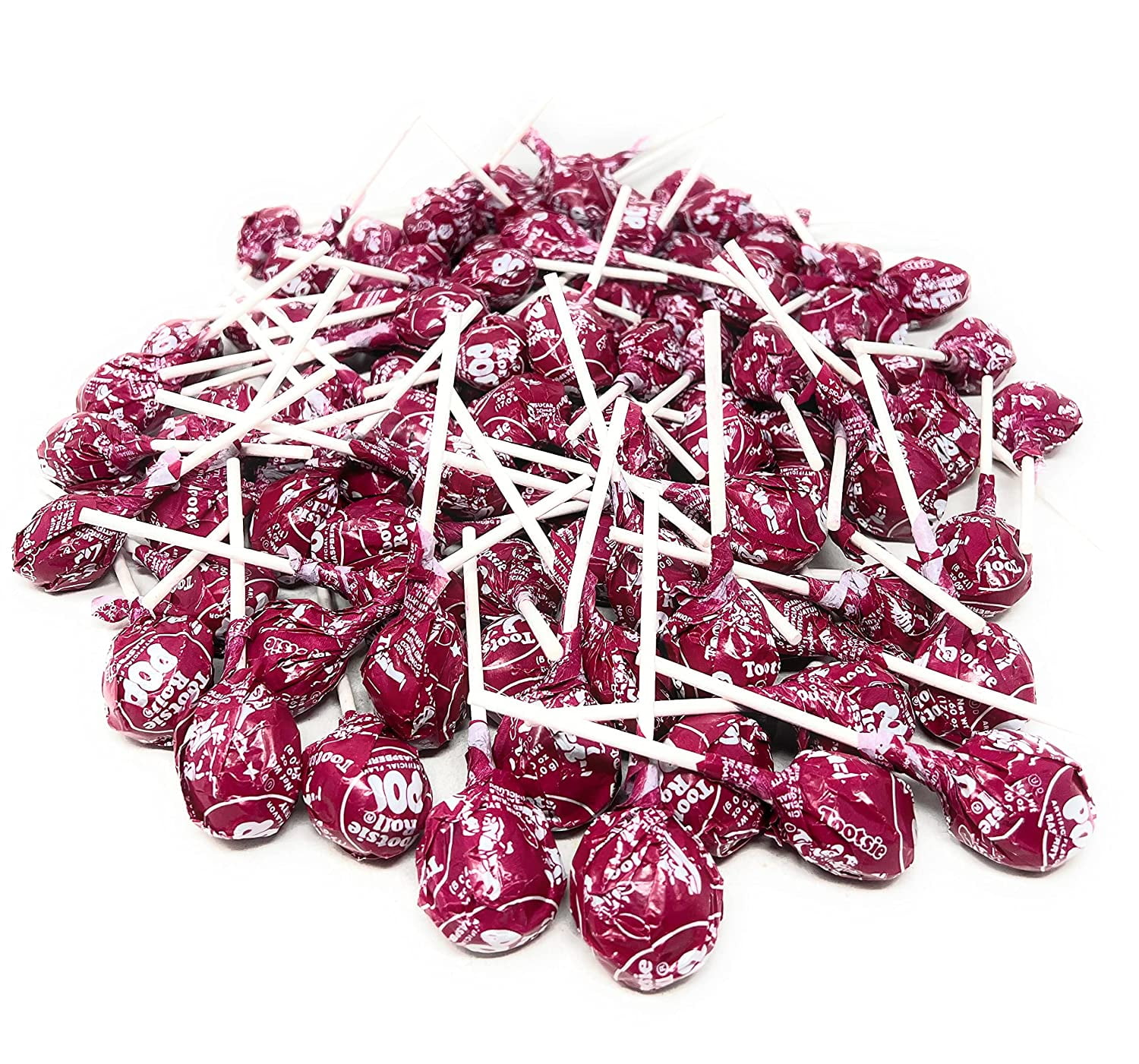 Tootsie Pops Red Raspberry Bulk Candy, 100 Count of Fruity Lollipops, 4 ...