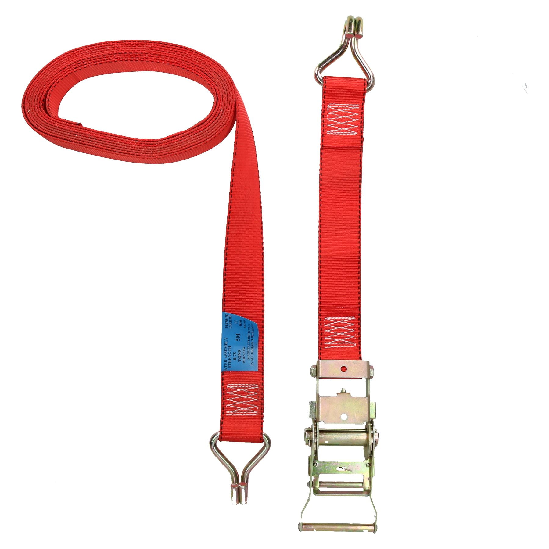 Red Ratchet Strap Tie Down Trailer 5m Hook Cargo Strap 750kg Lashing SM005 - Walmart.com