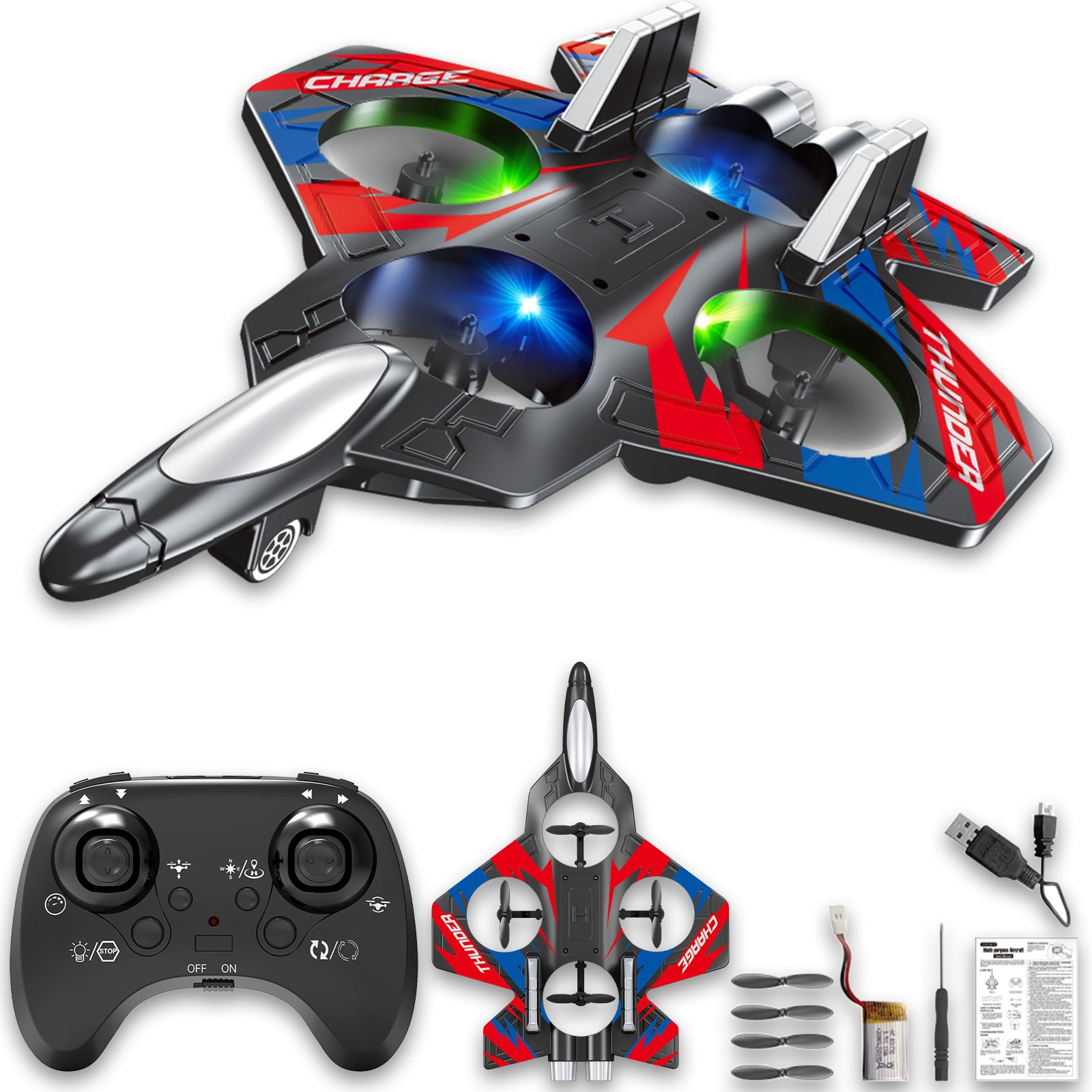 Red Rc Plane For Beginners, Foam Drone Aircraft Toy With Headless Mode ...