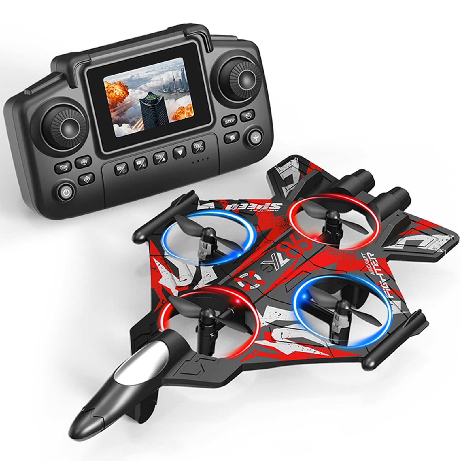 Red Rc Plane Remote Control Airplane With Screen For Beginners Foam ...