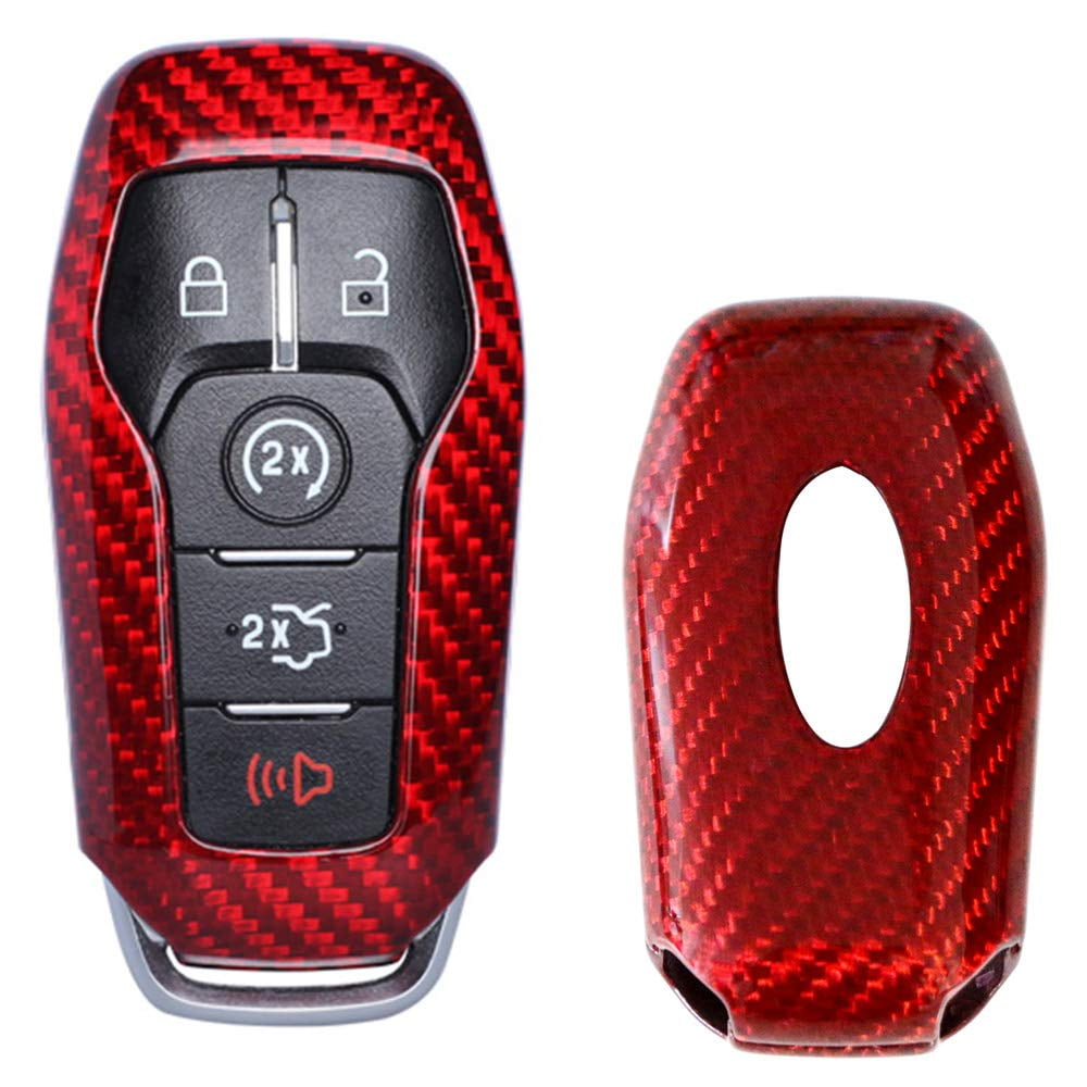 Red Real Carbon Fiber Key Fob Protective Cover Case For Ford or Lincoln ...