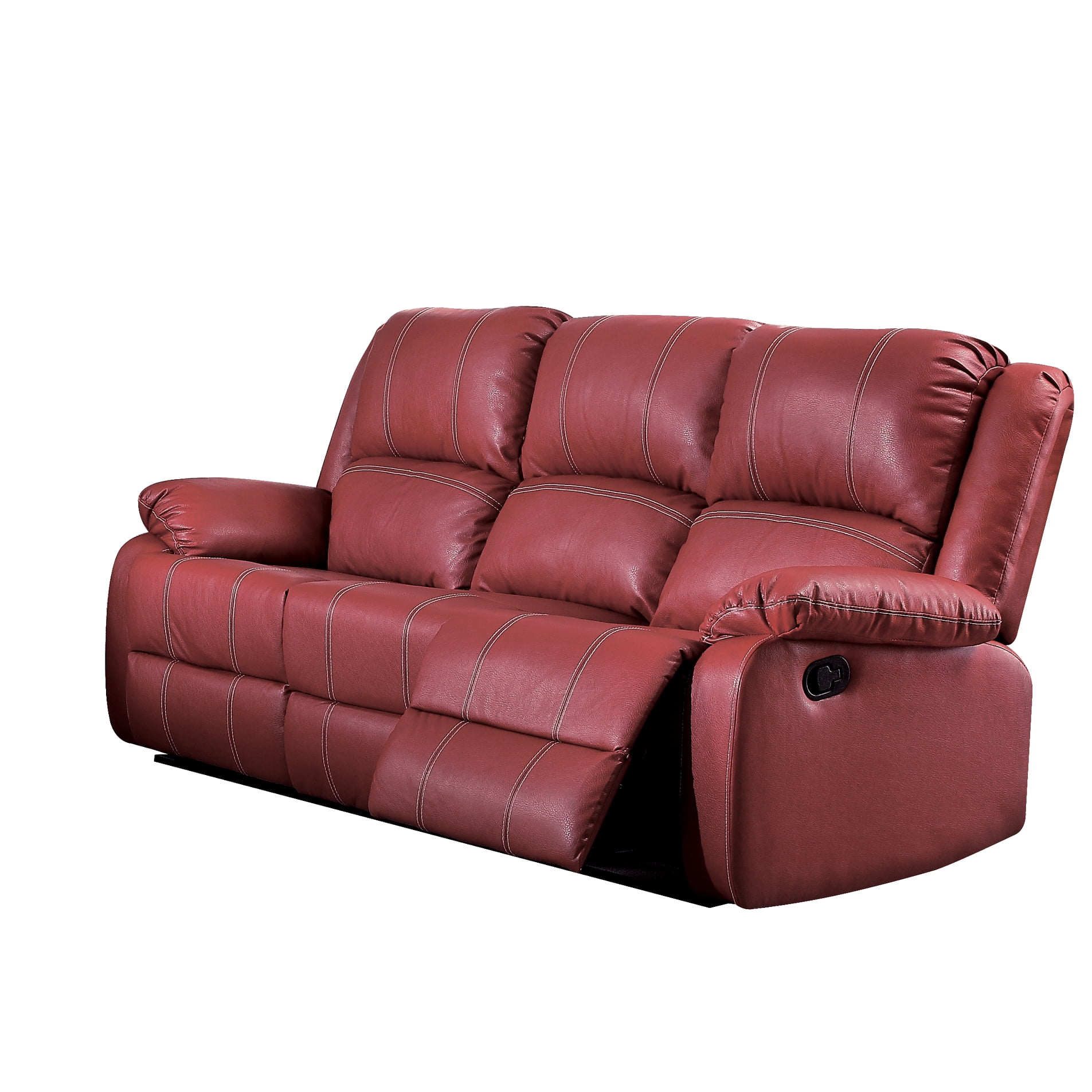 Red With Reclining Motion Luxury Feel - Pocket Spring Seat, Pu Leather ...