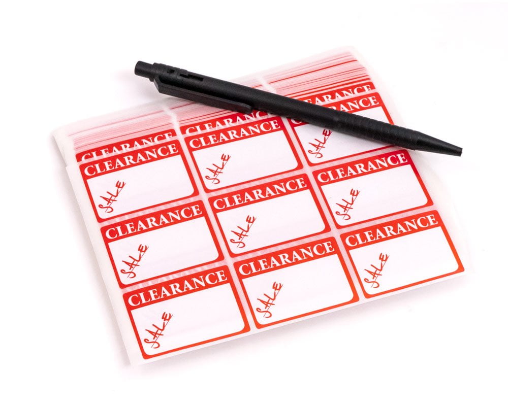 Red Rectangular Clearance Adhesive Labels for Retail Display (Package ...