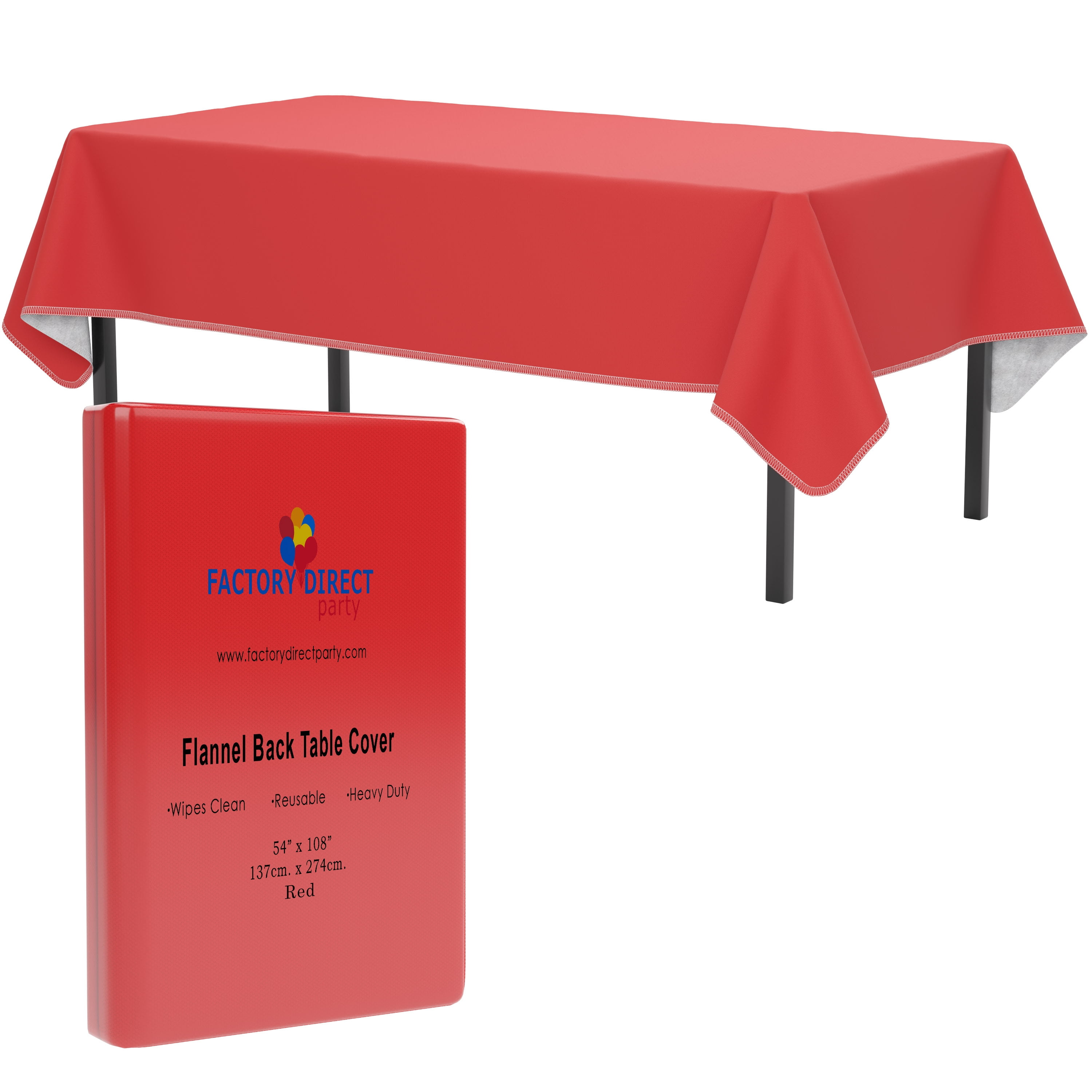 Crown Display Red Rectangular Vinyl Tablecloth - Flannel Backed for ...