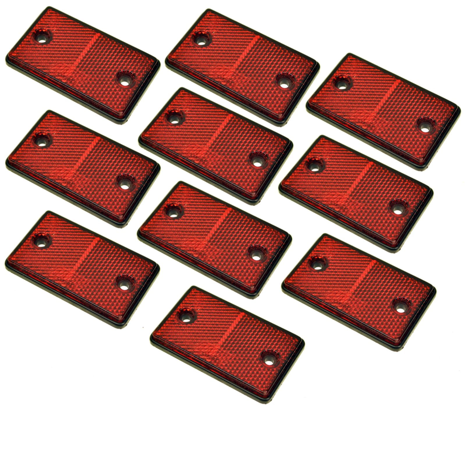 Red Rectangular Rear Reflector Pack of 10 Trailer Fence Gate Post TR074 ...
