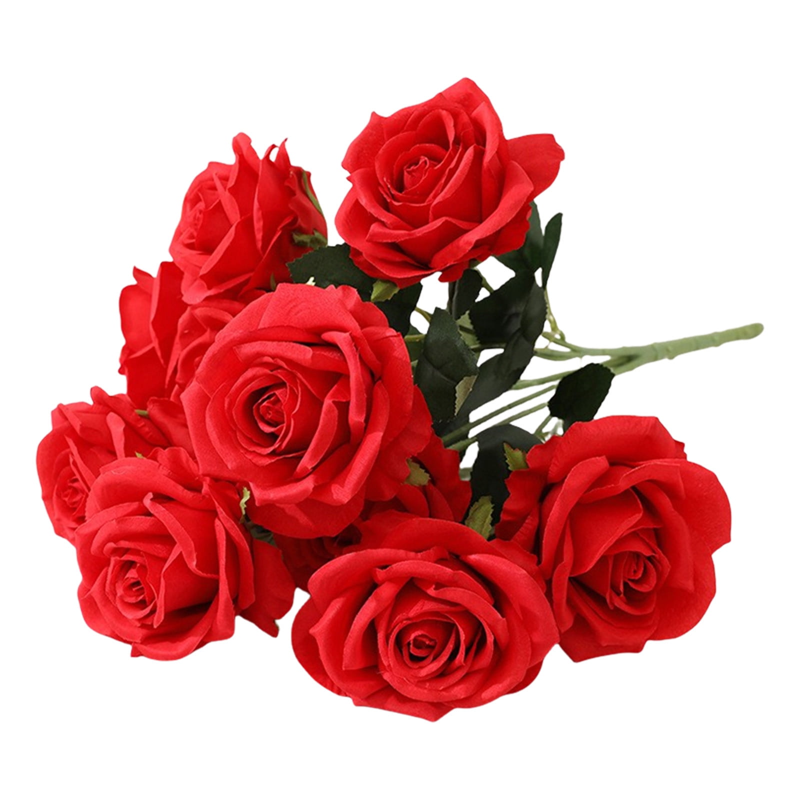 Red Red Artificial Rose Bouquet Silk Flower Arrangement Pre-Assembled ...