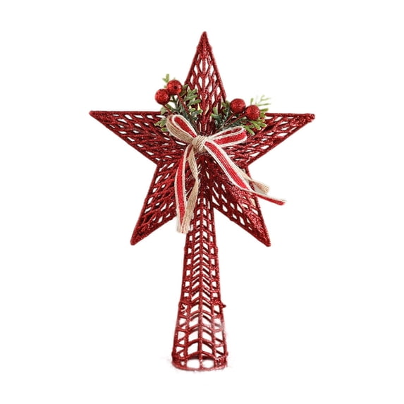 Red Red Christmas Tree Topper Star Shatterproof Hollow Design For ...