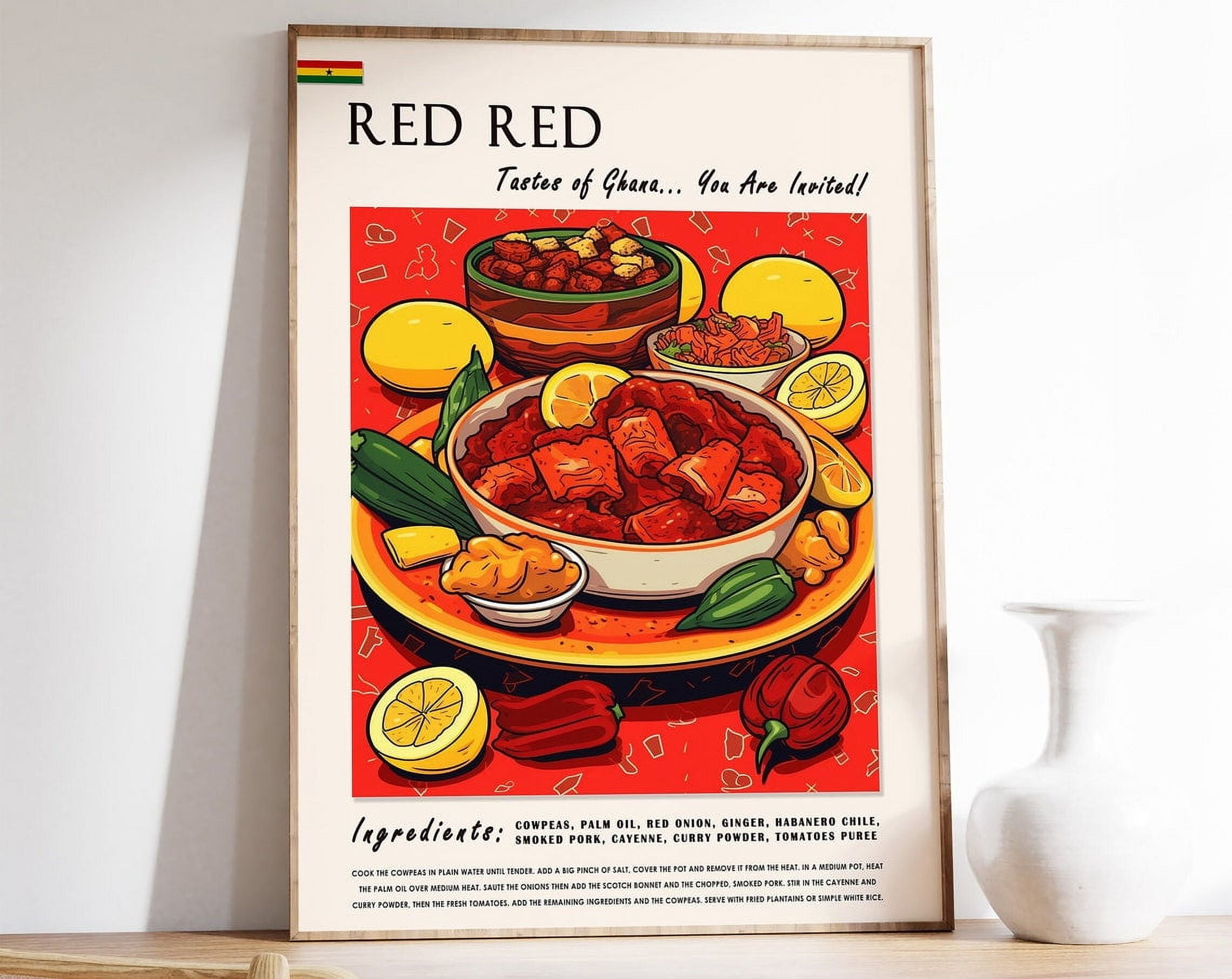 Red Red Ghanaian Food Poster, African Food Print, Ghana Food Art ...