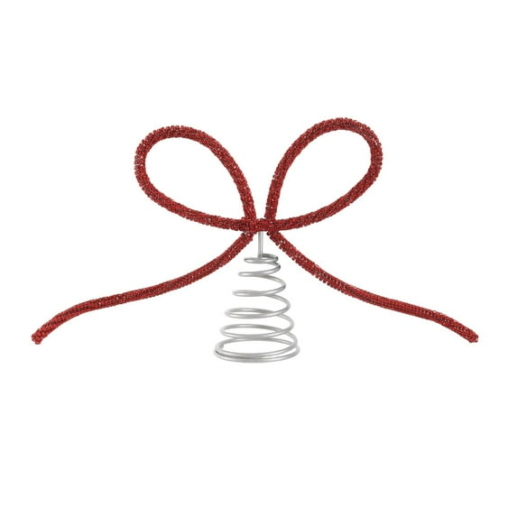 Red Red Metal Bow Tree Topper With Glittering Details For Festive ...