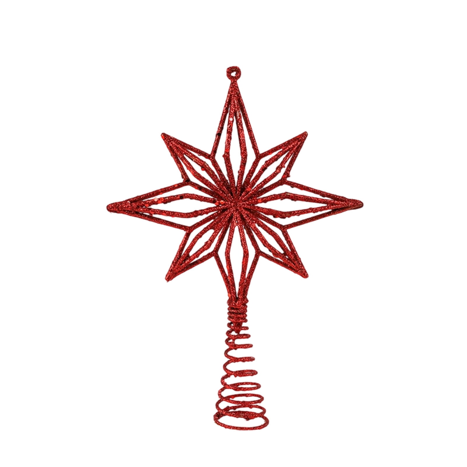 Red Red Powdered Octagonal Star Tree Topper Pull String Star Decoration ...