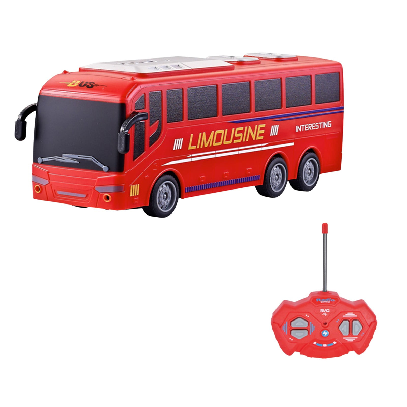 Red Red Toy Bus With Functional Bottom For Adjusting Turning Angle ...