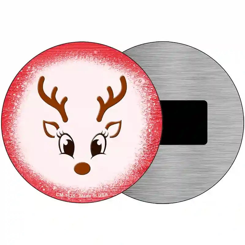 Red Reindeer Face Novelty Metal Circle Sign3.5" Magnet (CM) - Walmart.com