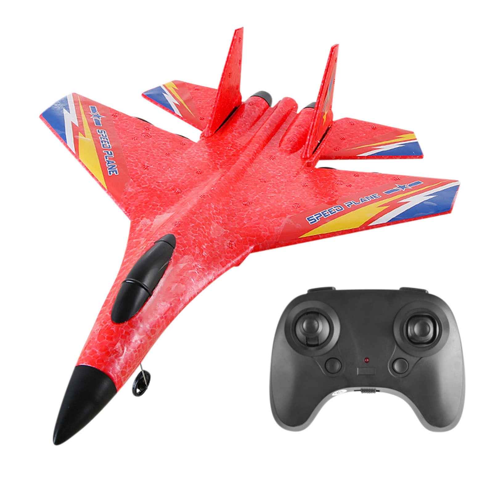 Red Remote Control Foam Glider Airplane With Led Lights Auto ...