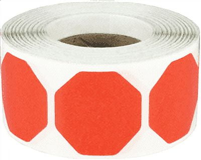 Red Removable Octogon Stickers, 1 Inch Wide, 500 Labels on a Roll ...