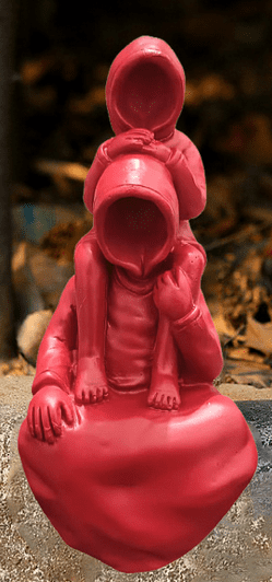 Red Resin Father and Son Statue, Handcrafted Dad Son Sculpture Figurine ...