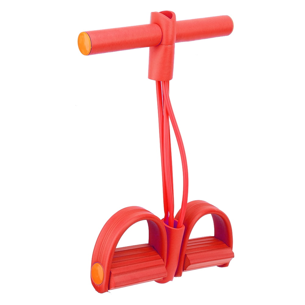 Red Resistance Tube Exercise Set with Foot Pedal and Pull Rope for Home ...