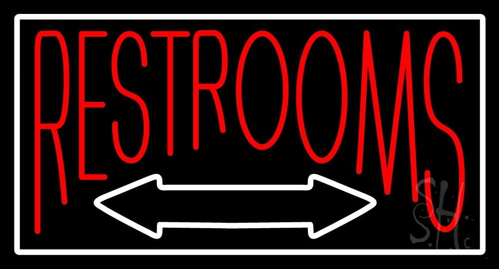 Red Restrooms LED Neon Sign 13 x 24 - inches, Clear Edge Cut Acrylic ...