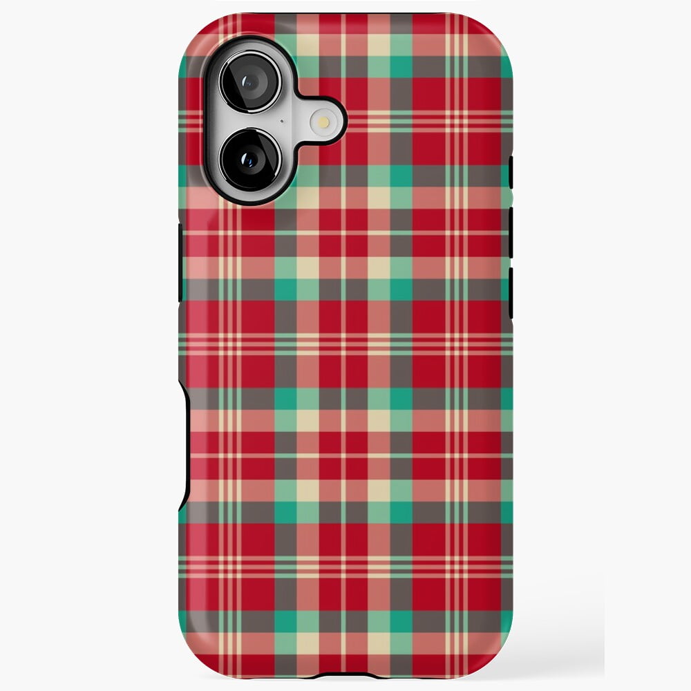 Red Retro Christmas Plaid Pattern Holiday Case for iPhone 17 to 11 Pro ...
