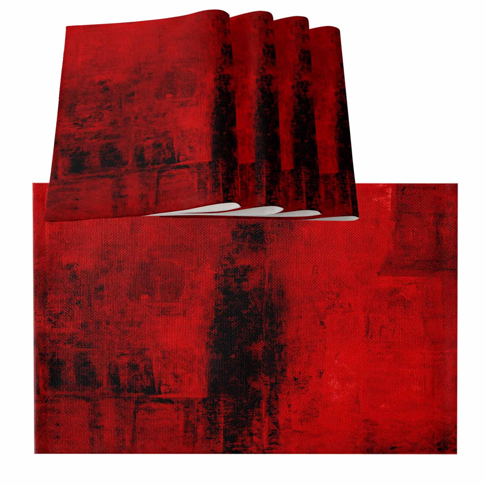 Red Retro Oil Painting Modern Abstract Art Aesthetics Burlap Kitchen ...