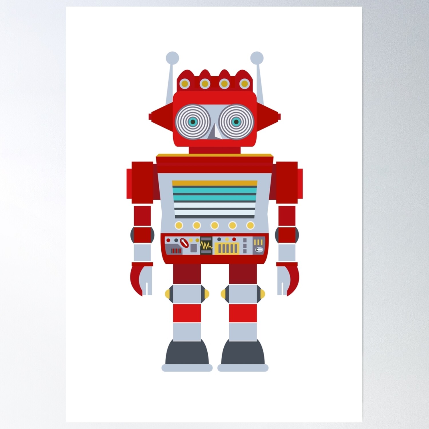Red Retro Robot Toy Poster Wall Art, Modern Wall Decor, 8x12 UNFRAMED ...
