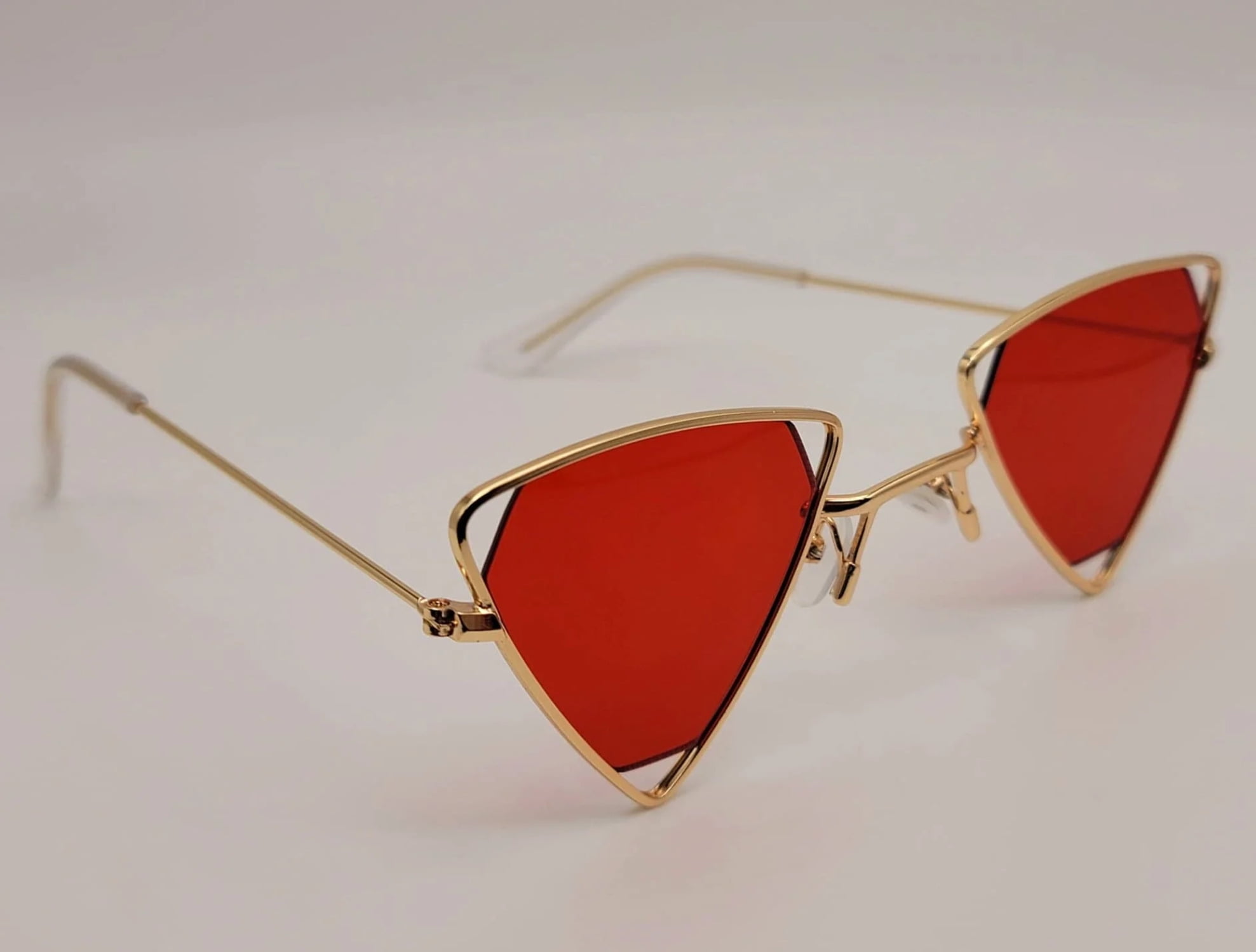 Red Retro Triangle Cat Eye Sunglasses | Cateye Sunglasses Vintage ...