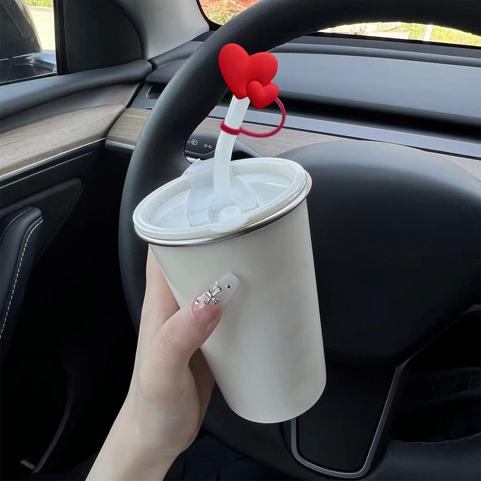 Red Reusable Food Grade Silicone Straw Toppers And Protectors ...