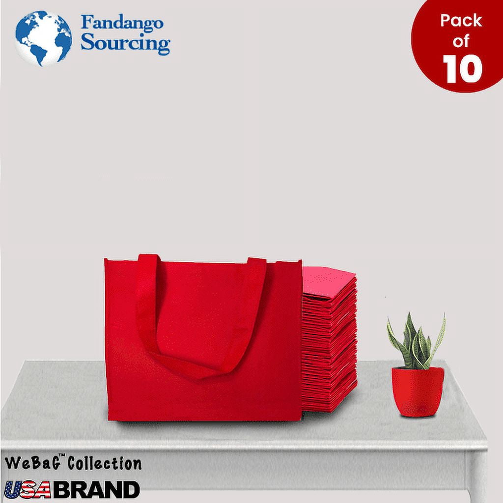 Red Reusable Grocery Tote Shopping Bags Hand Bags Eco Friendly 10 Pack ...