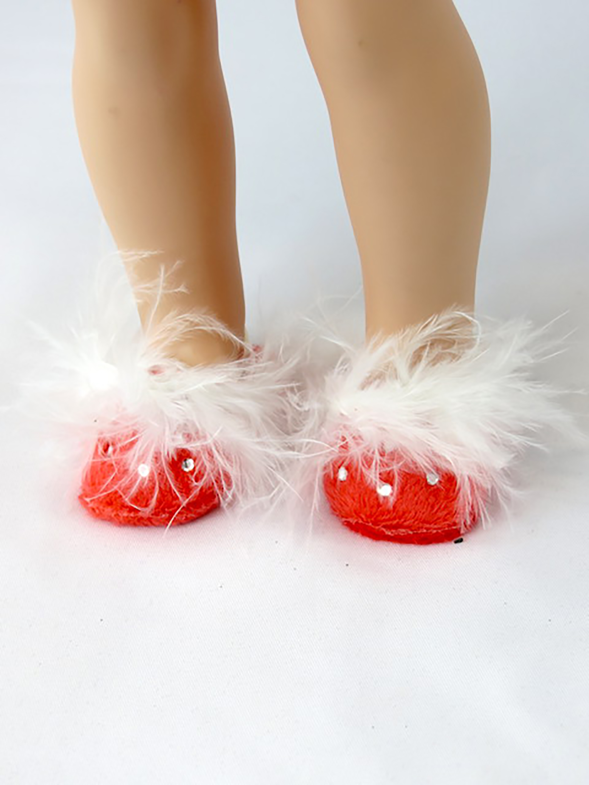 Red Rhinestone Fluffy Slippers for 14.5inch Dolls | American Fashion ...
