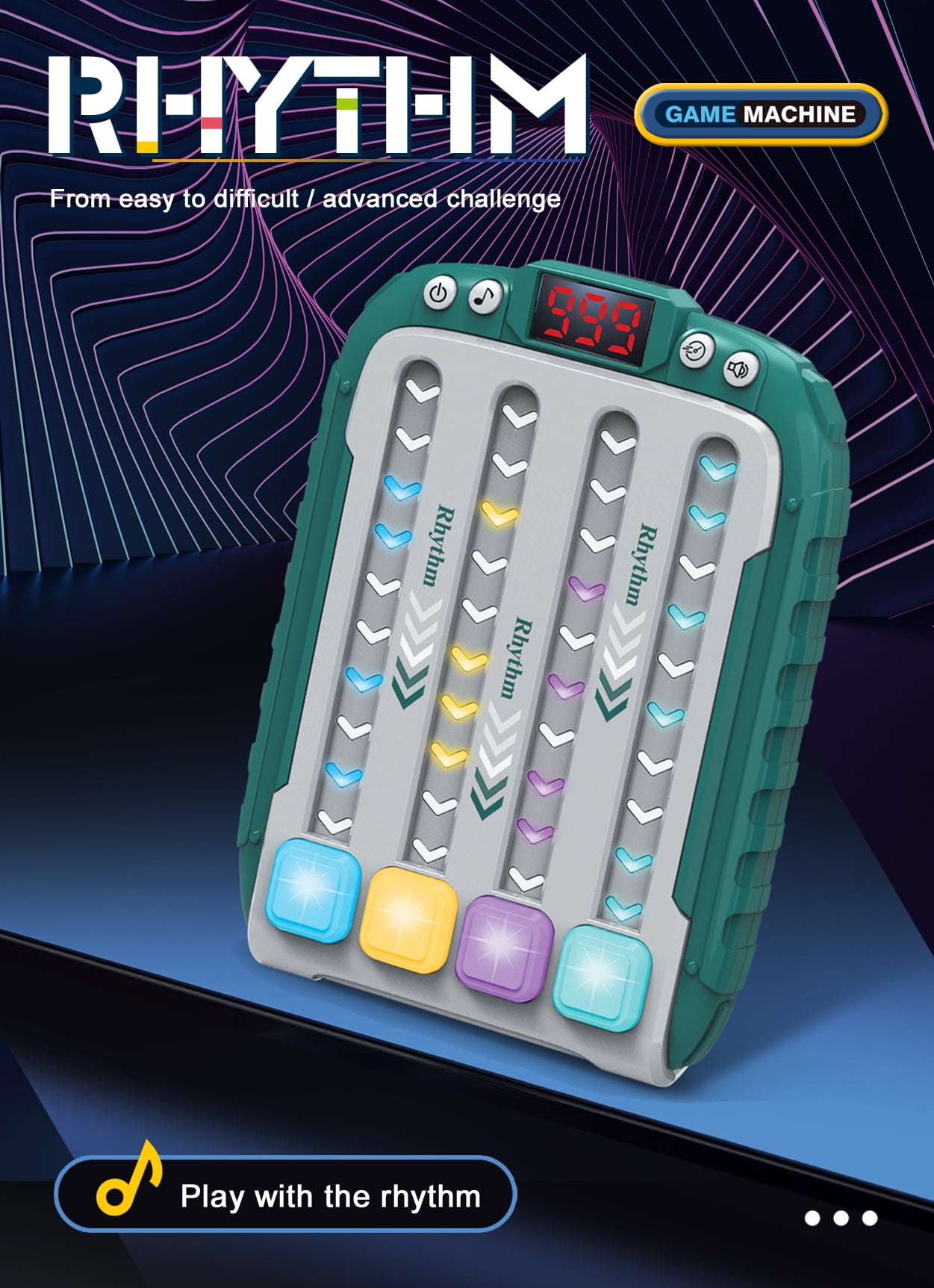 Red Rhythm Game Machine - Christmas Gift Quick Push Pop Handheld Puzzle Game with Music & Lights ...