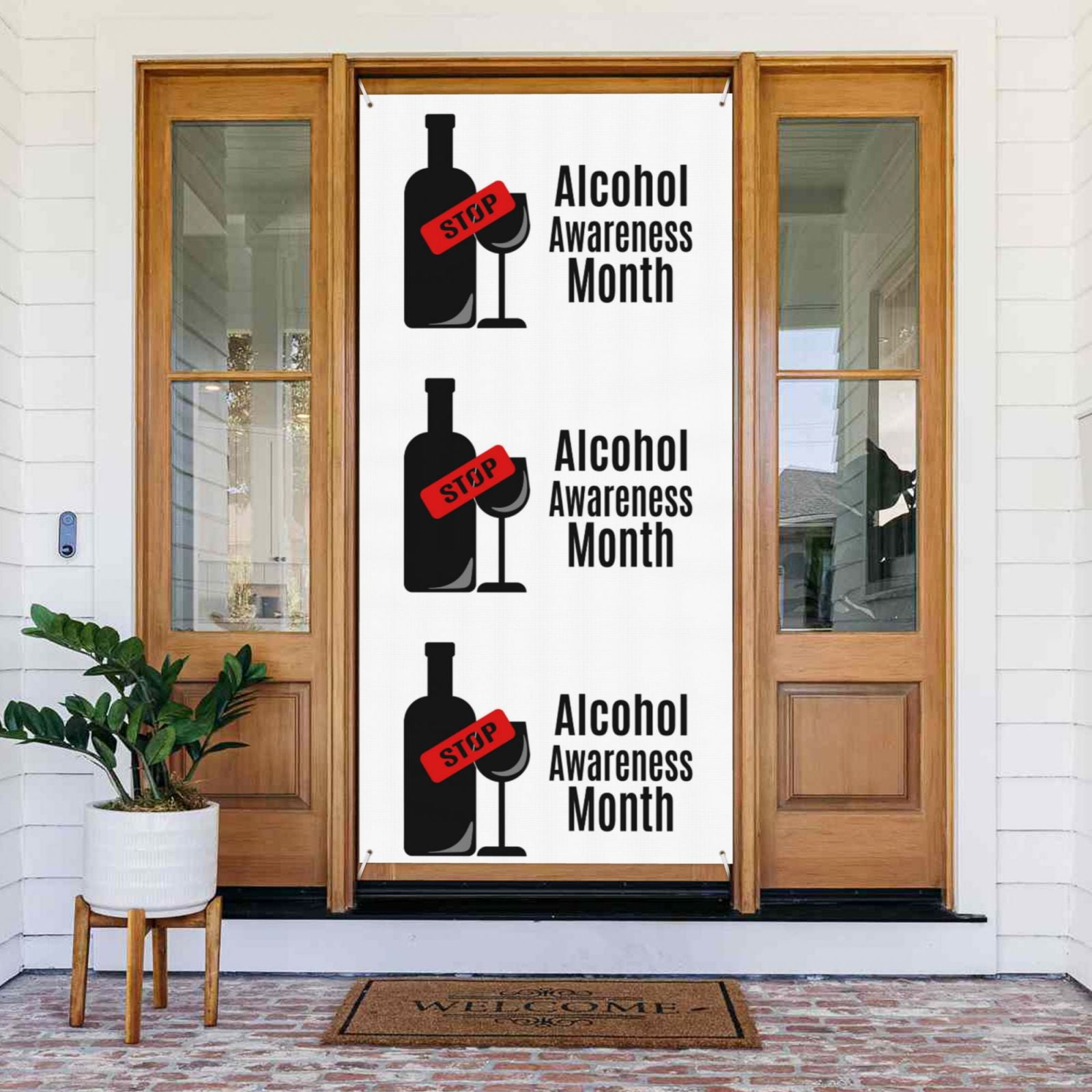 Red Ribbon For Alcohol Awareness Month Door Cover Decoration Backdrop ...