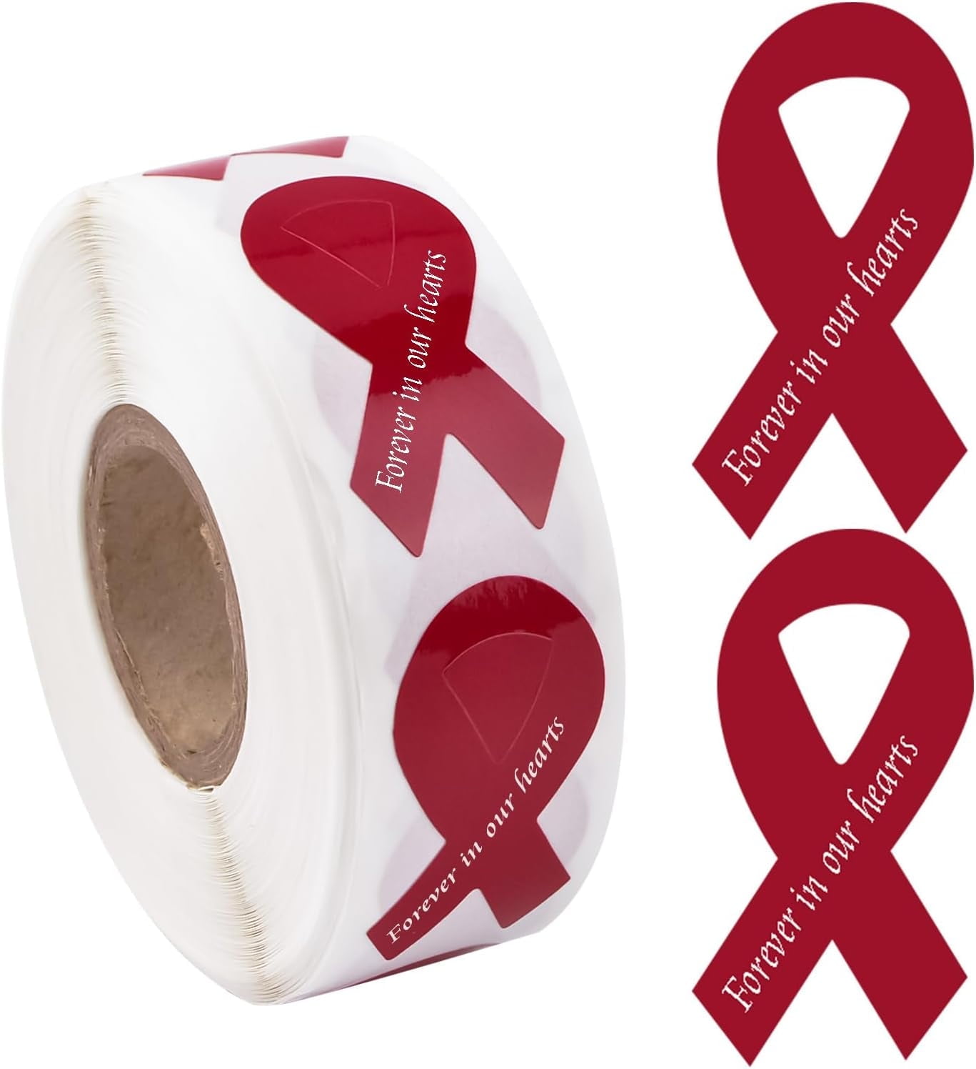 Red Ribbon Awareness Sticker, 500 PCS Ribbon-Shaped Stickers in Forever ...