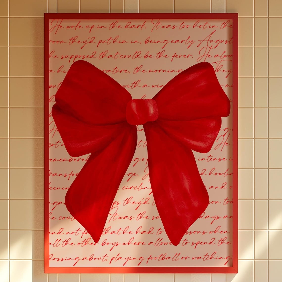 Red Ribbon Bow Coquette Wall Art, Nursery Decor, Kitsch Aesthetic Art ...
