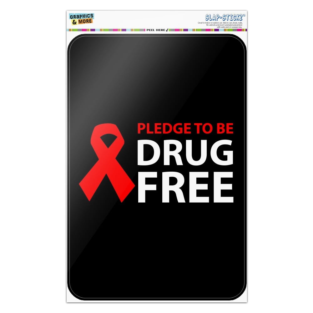 Red Ribbon Drug Free Pledge Home Business Office Sign - Window Sticker ...